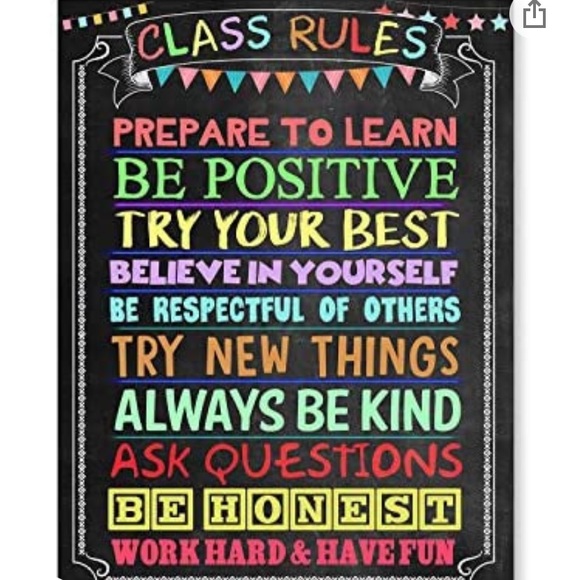 MWB | Wall Decor | Motivational Classroom Rule Rules Poster Decorations ...